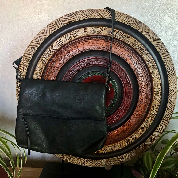 margot | Bags | Margot Robbie Black Fold Over Versatile Leather ...